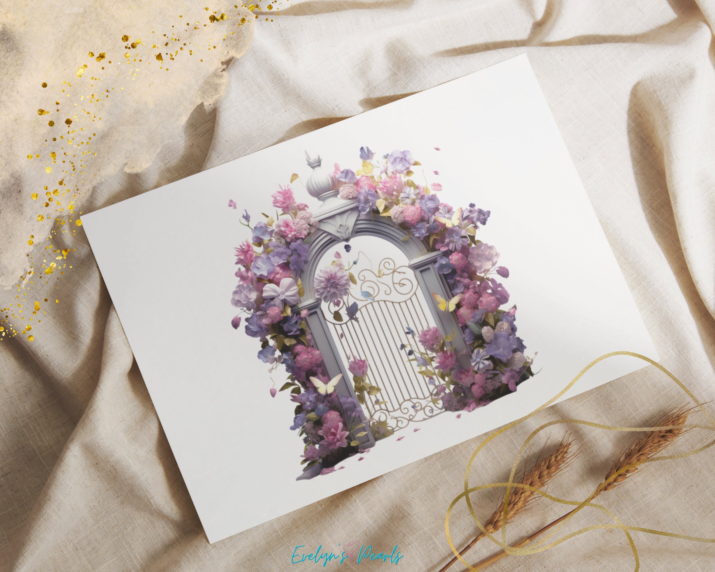 Floral Gate Clipart Spring Flower PNG Garden Clipart Floral Door PNG ...