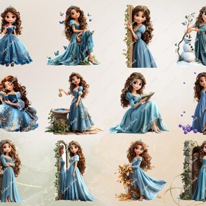 Princess Clipart Blue Princess PNG Fairy Tale Clipart Children Party ...