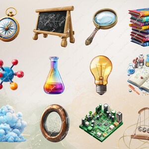 School Clipart Science PNG Back to School Clipart Bundle Children ...