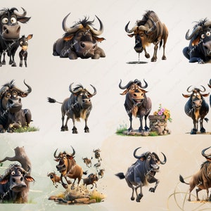 Wildebeest Clipart Funny Wildebeest PNG Safari Animal Clipart Safari ...