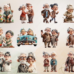 Elderly Couple Clipart Cute Old Happy Couple Clipart Romantic ...