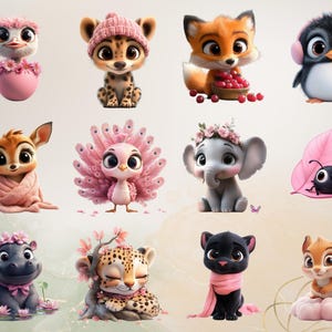 Safari Clipart Pink Safari Animal PNG Safari Friends Clipart Jungle ...