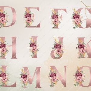 Letters Clipart Rose Gold Foil Letter PNG Rose Gold Floral Letters ...