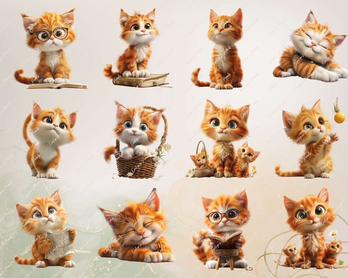 Cat Breed Clipart Ginger Cat Clipart Cat Lovers PNG Cartoon Cat Clipart ...