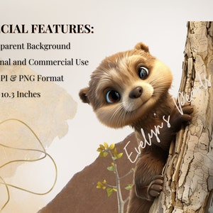 Otter Clipart Cute Otter PNG Woodland Animal Clipart Forest Animal PNG ...