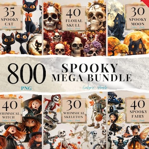 Spooky Mega Clipart Bundle Clipart Whimsical Spooky 800+ PNG Seasonal ...