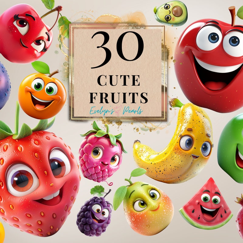 Cute Apple Fruit Cartoon - Etsy UK