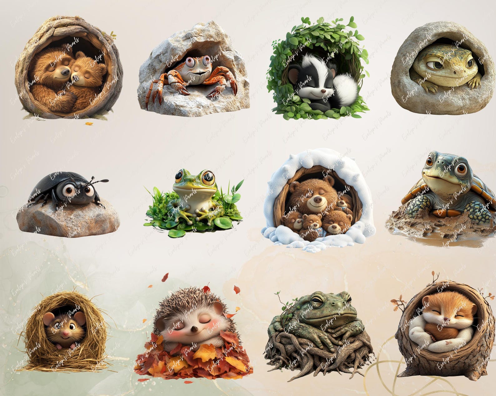 Winter Animals Clipart Hibernating Animal PNG Sleeping Animal Clipart ...