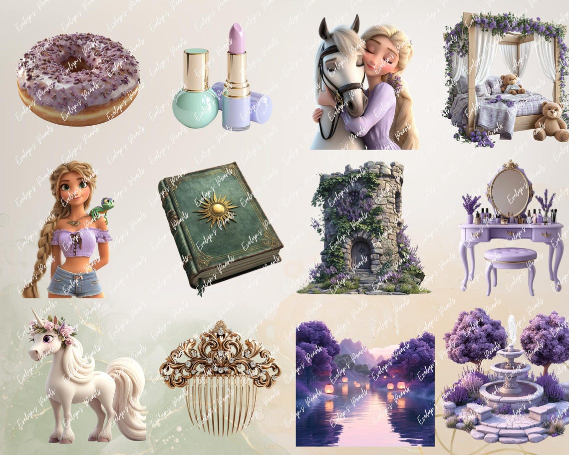 Secret Tower Clipart Princess in Lilac PNG Tower Palace, Magical Horse ...