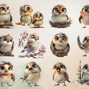 Vogel Clipart Spatz PNG Wald Vogel Clipart süsses Tier Cartoon Clipart ...