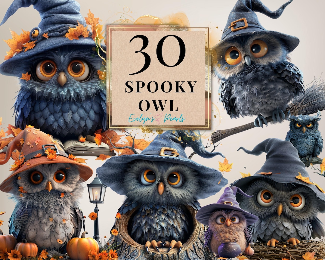 Owl Clipart Spooky Owl PNG Bird Clipart Scary Festive Decor PNG Wizard ...