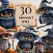 Owl Clipart Spooky Owl PNG Bird Clipart Scary Festive Decor PNG Wizard ...