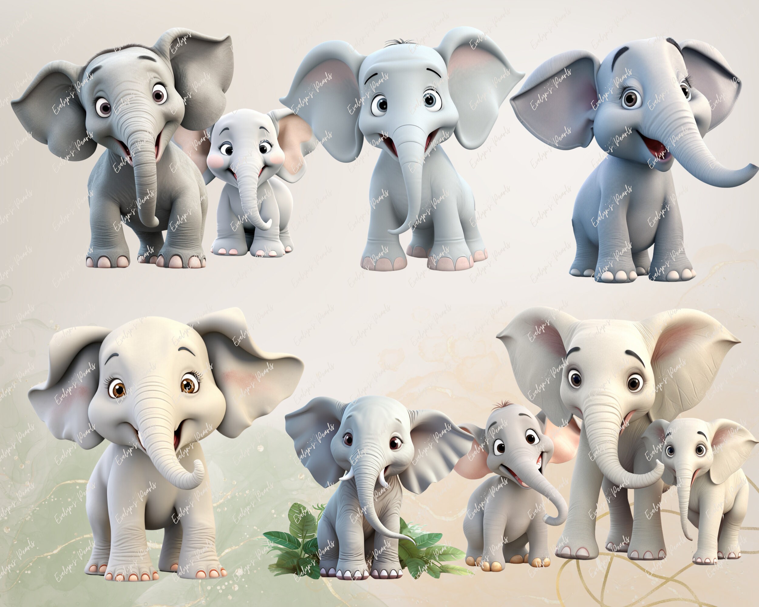 Elephant Clipart Cute Elephant PNG Animal Clipart Safari Animal PNG ...