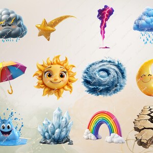 Weather Clipart Cute Weather PNG Nature Clipart Rainbow PNG Clouds ...