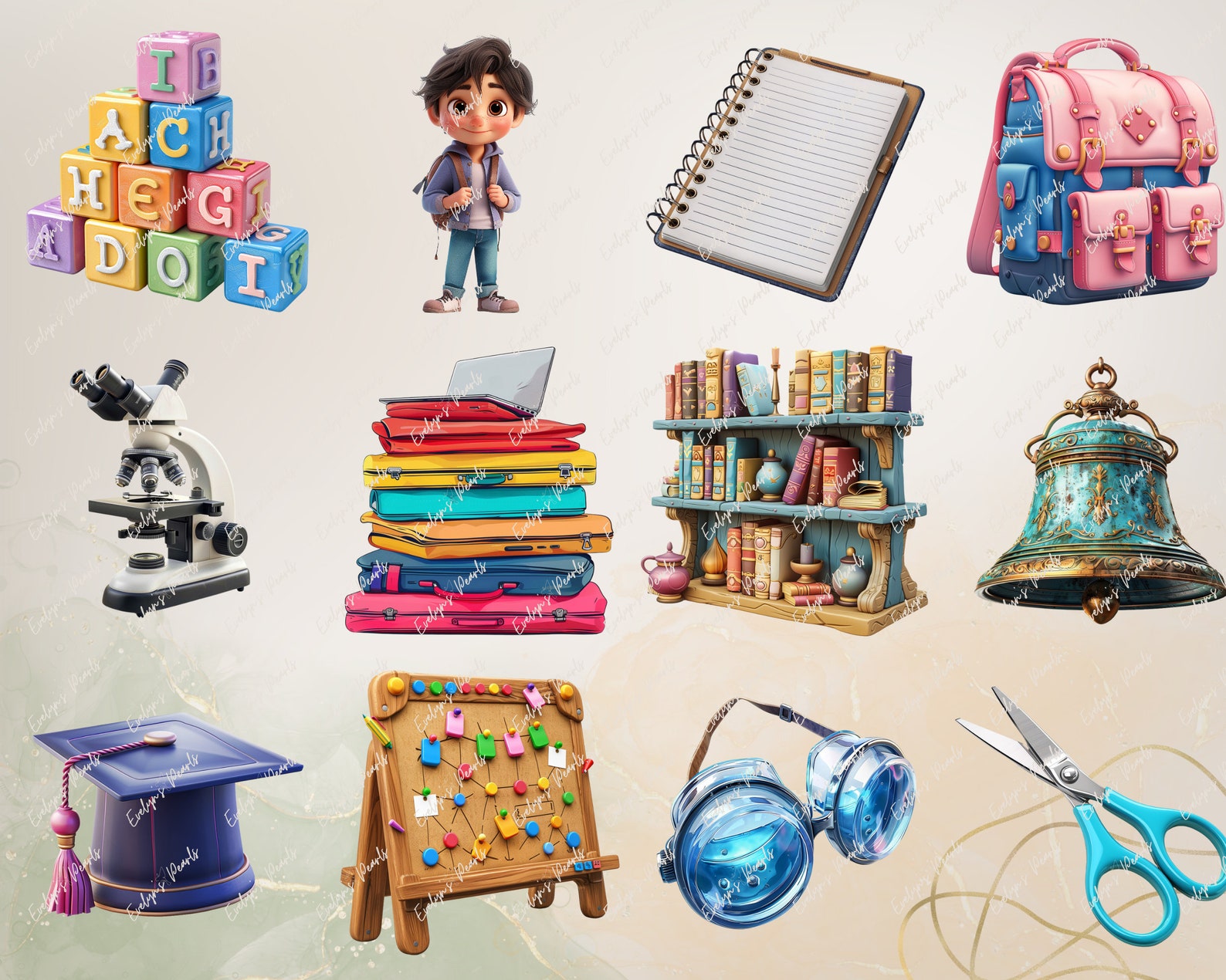School Clipart Cute School PNG Back to School Clipart Bundle Children ...