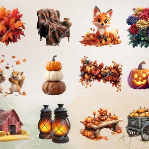 Farm Clipart Fall Farm PNG Pumpkin Clipart Autumn Decor PNG Scarecrow ...