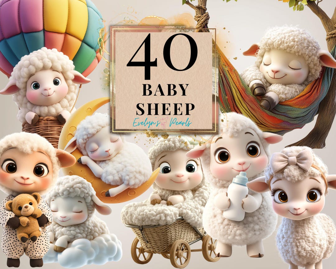 Sheep Clipart Baby Sheep PNG Baby Shower Clipart Gender Reveal Nursery ...