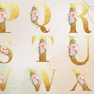 Letters Clipart Gold Foil Letter PNG Watercolour Floral Letters Clipart ...