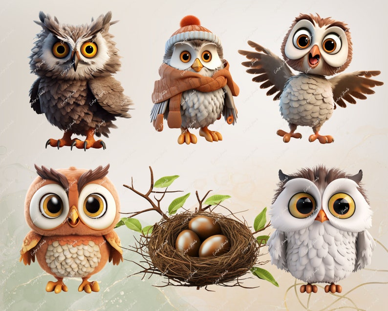 Owl Clipart Cute Owl Clipart Bird Clipart Forest Birds PNG Woodland ...