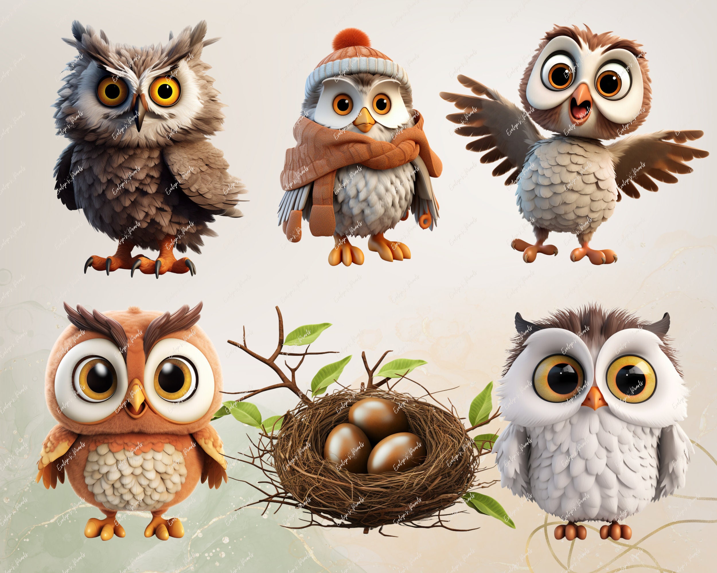Owl Clipart Cute Owl Clipart Bird Clipart Forest Birds PNG Woodland ...