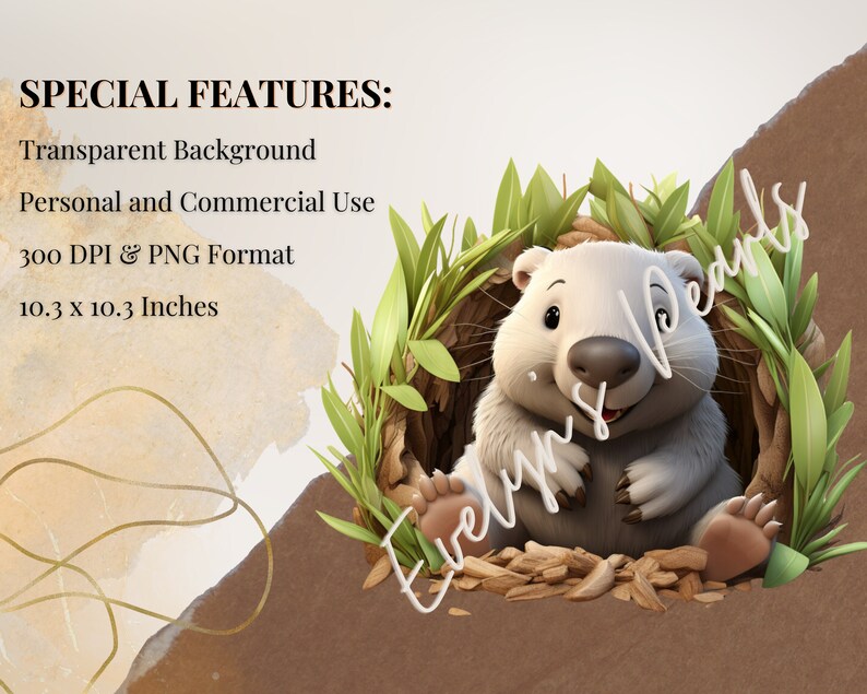 Wombat Clipart Cute Wombat PNG Australian Animal Clipart Safari Animal ...