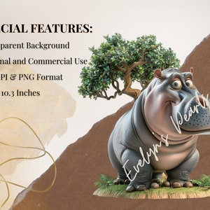Hippo Clipart Cute Hippo PNG Safari Animal Clipart Jungle PNG Children ...
