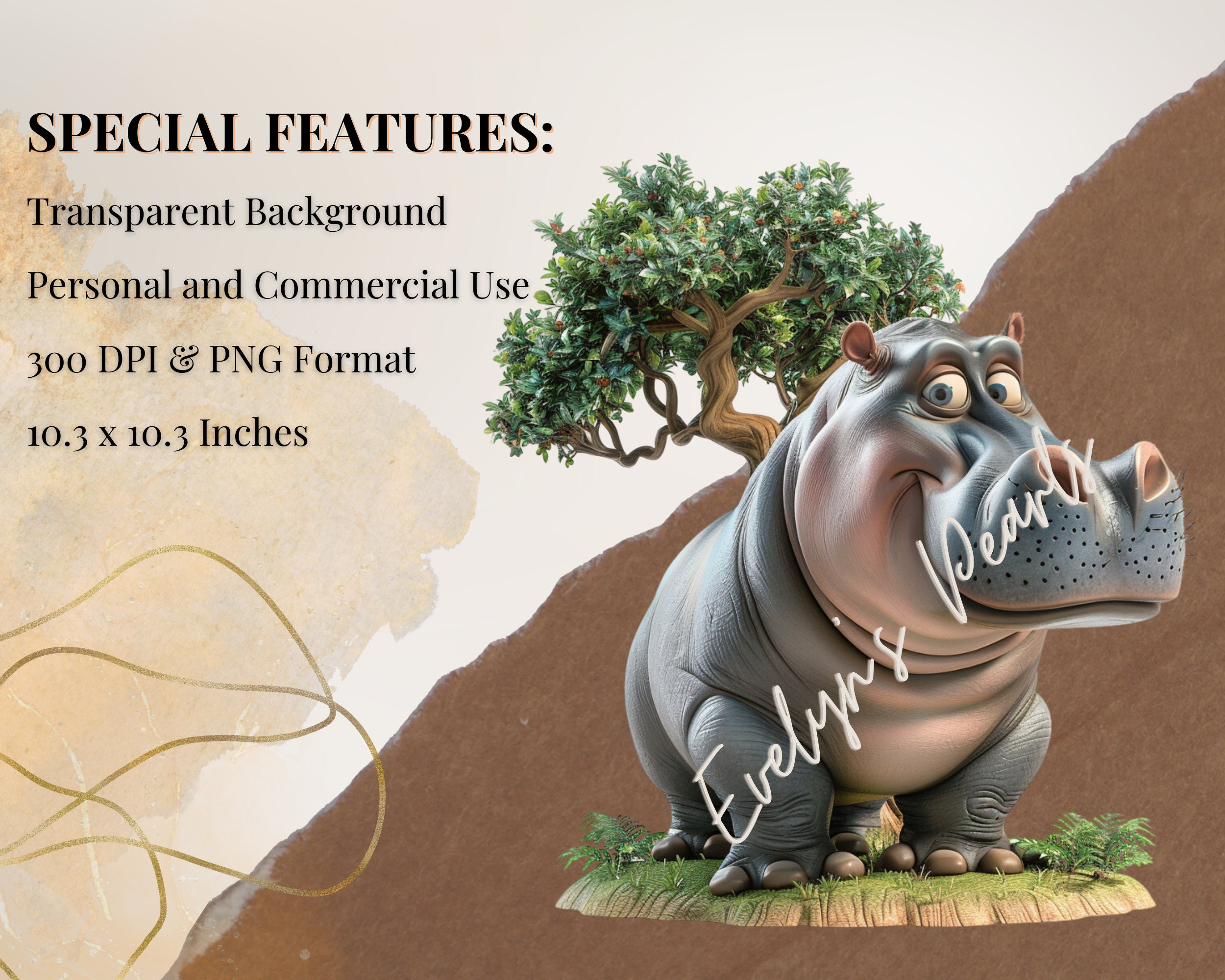Hippo Clipart Cute Hippo PNG Safari Animal Clipart Jungle PNG Children ...