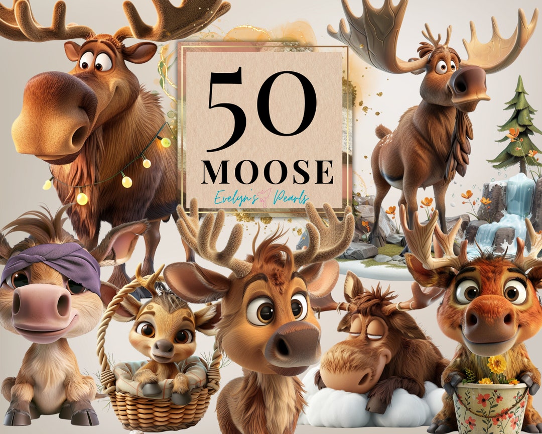 Moose Clipart Cute Moose PNG Safari Animals Clipart Baby Animals ...