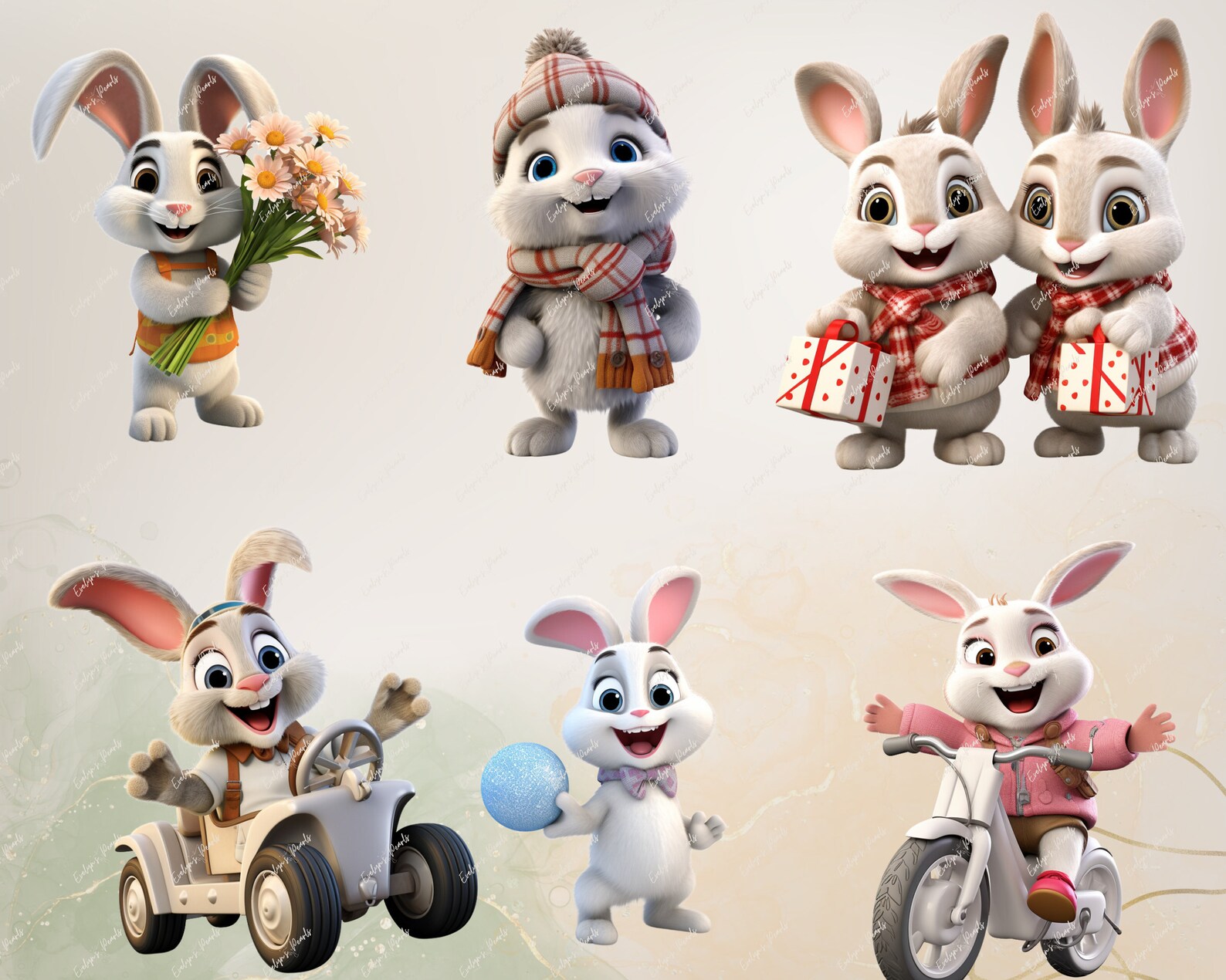 Rabbit Clipart Cute Rabbit PNG Cartoon Bunnies Clipart Woodland Animal ...