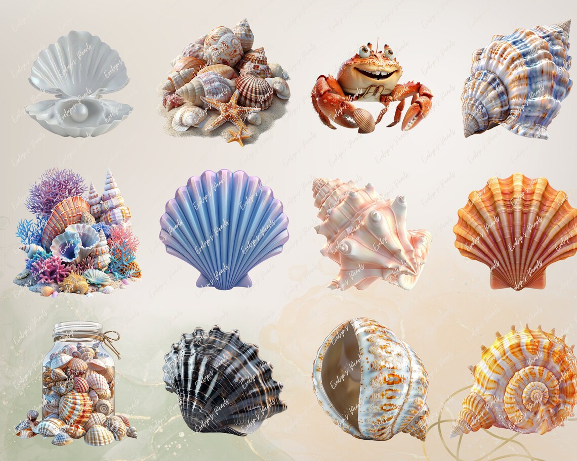 Seashells Clipart Beach Seashell PNG Coral Reef Clipart Sea Life PNG ...