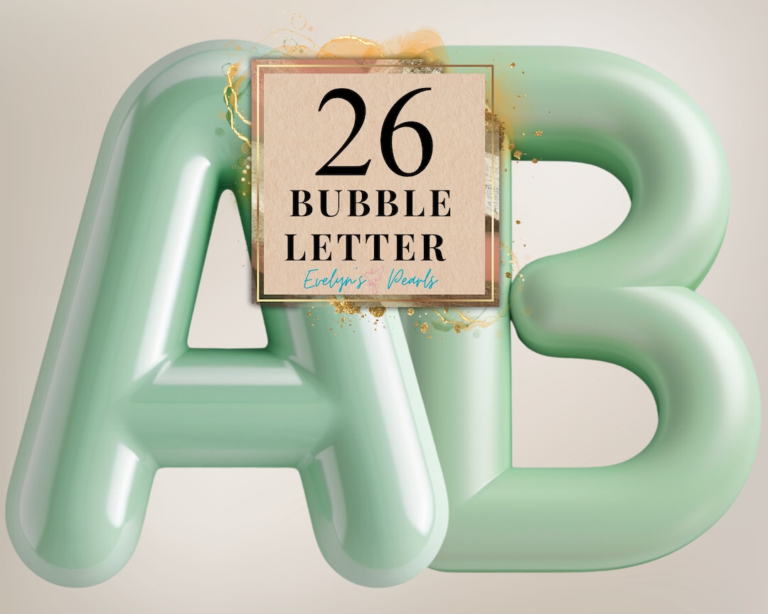 Letters Clipart 3D Green Bubble Letters PNG 26 English Alphabet Clipart ...