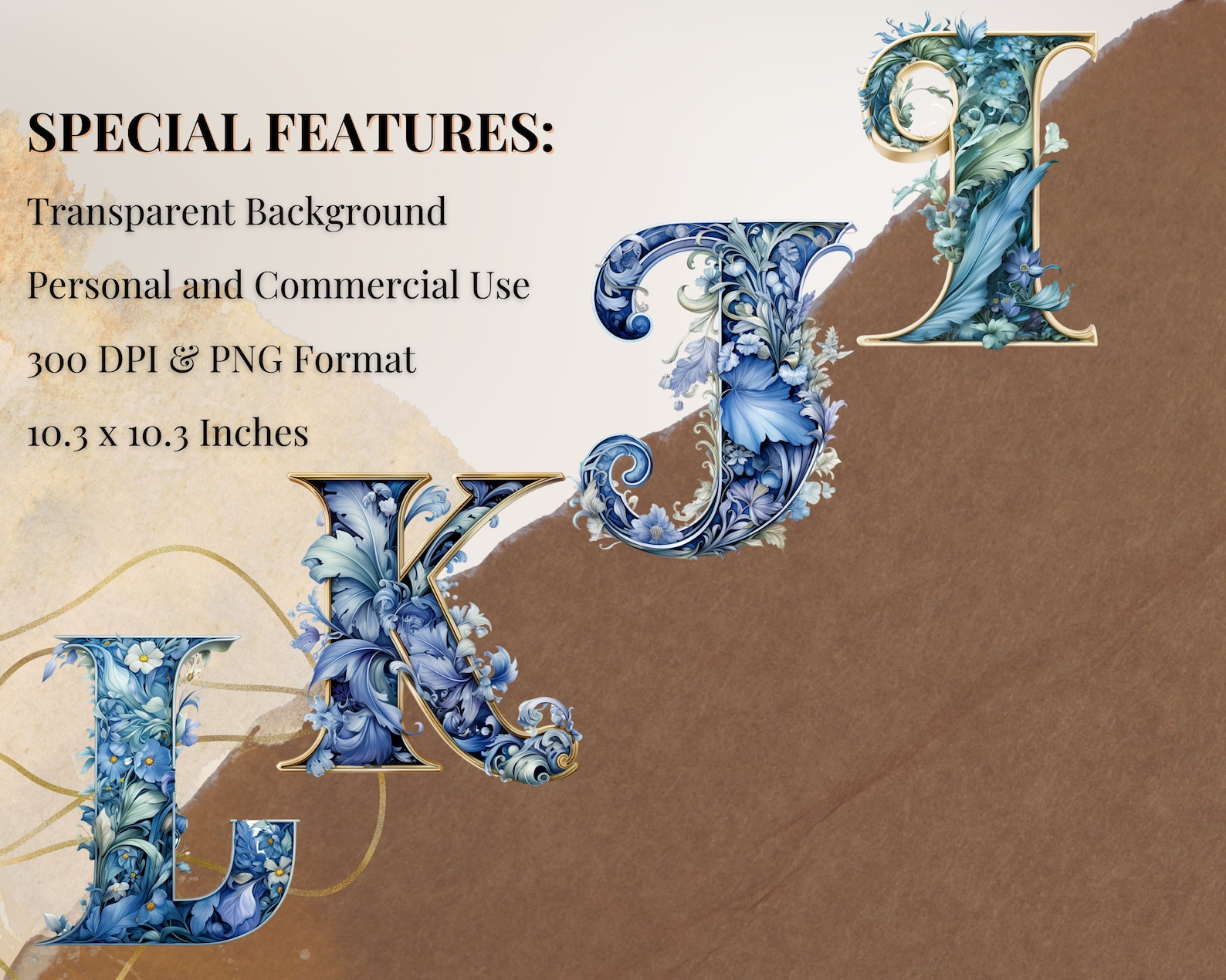 Illuminated Letters Clipart Bundle 26 English Alphabet Clipart Blue ...