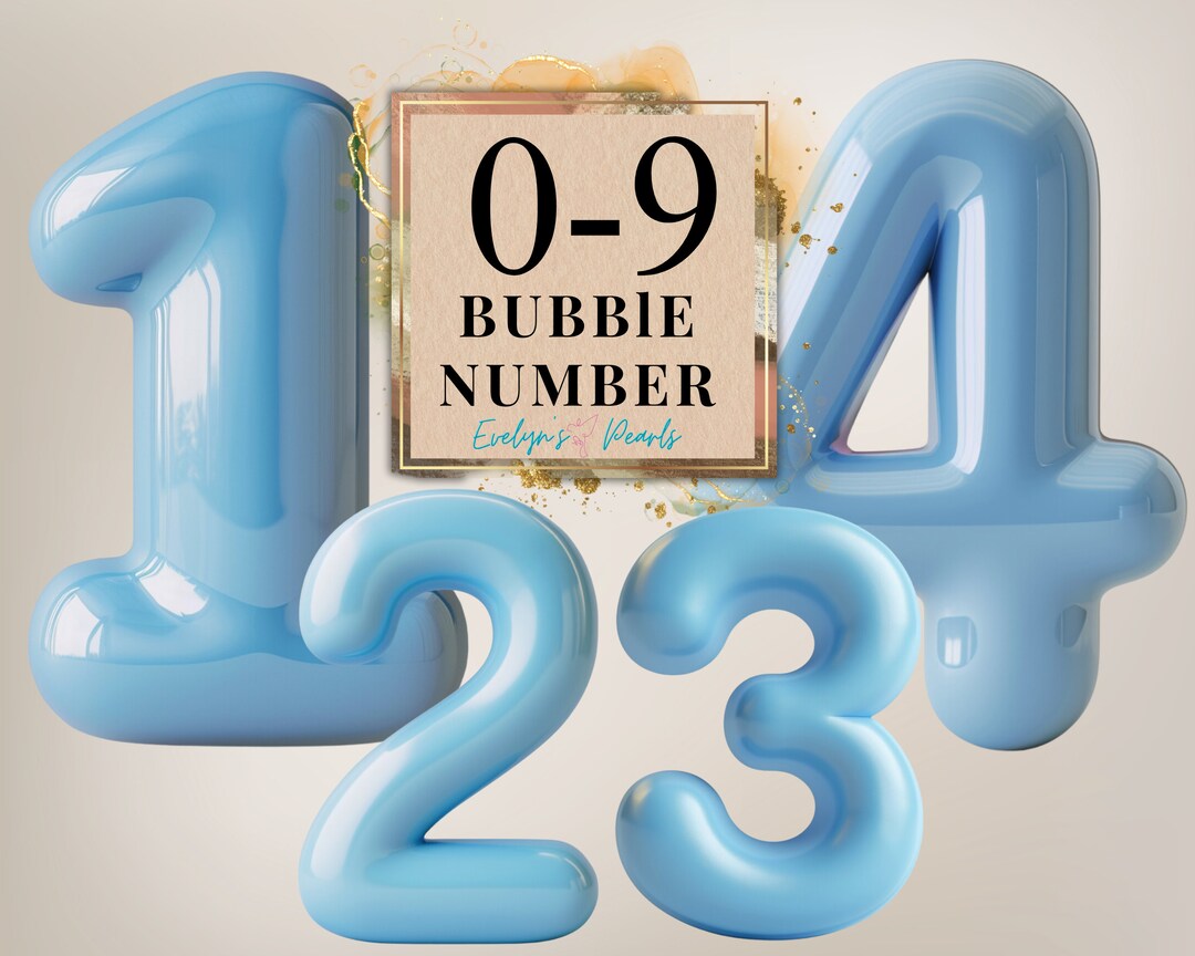 Blue Bubble Numbers Clipart 3D 0-9 Blue Numbers PNG Planner Clipart ...