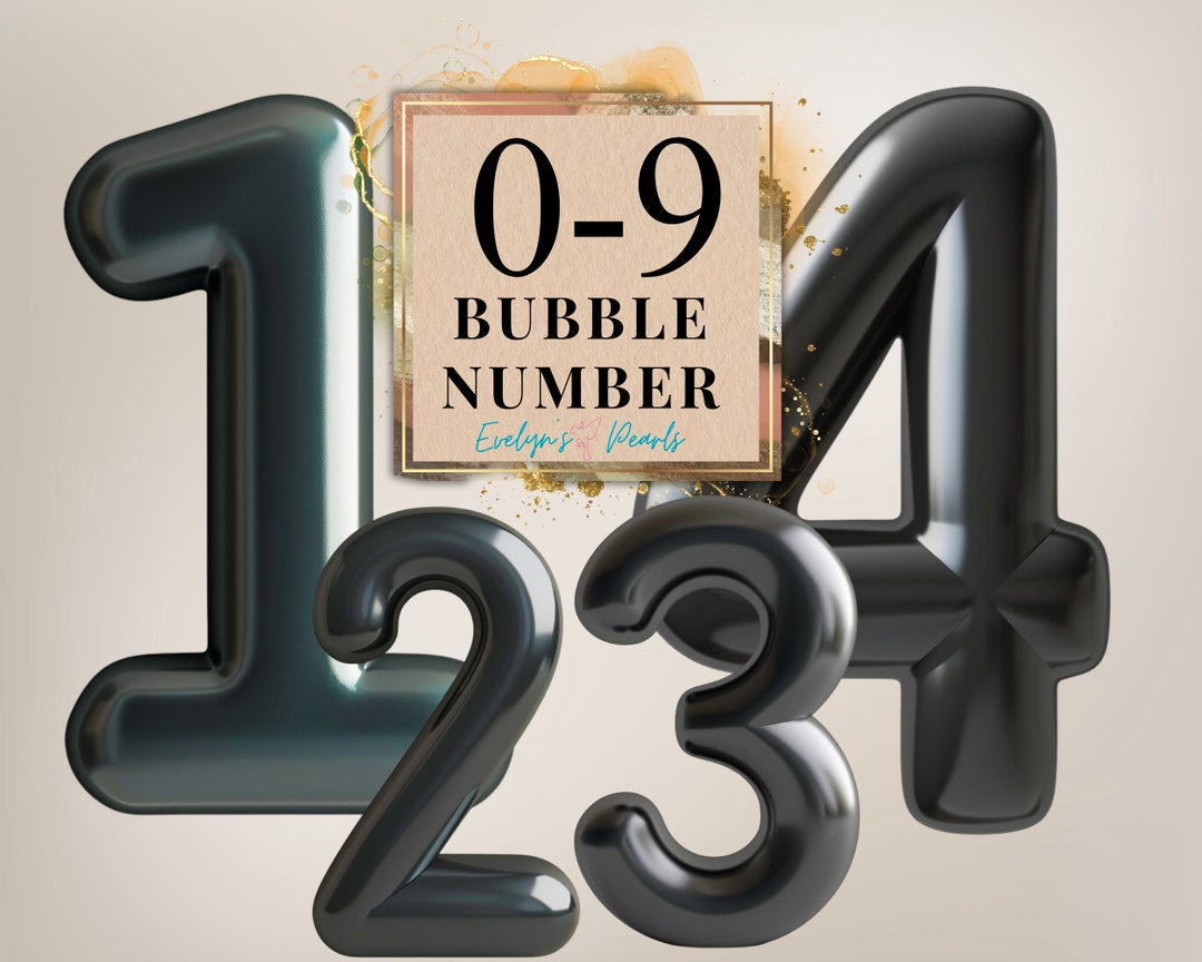 Black Bubble Numbers Clipart 0-9 Black Numbers PNG Party Numbers ...