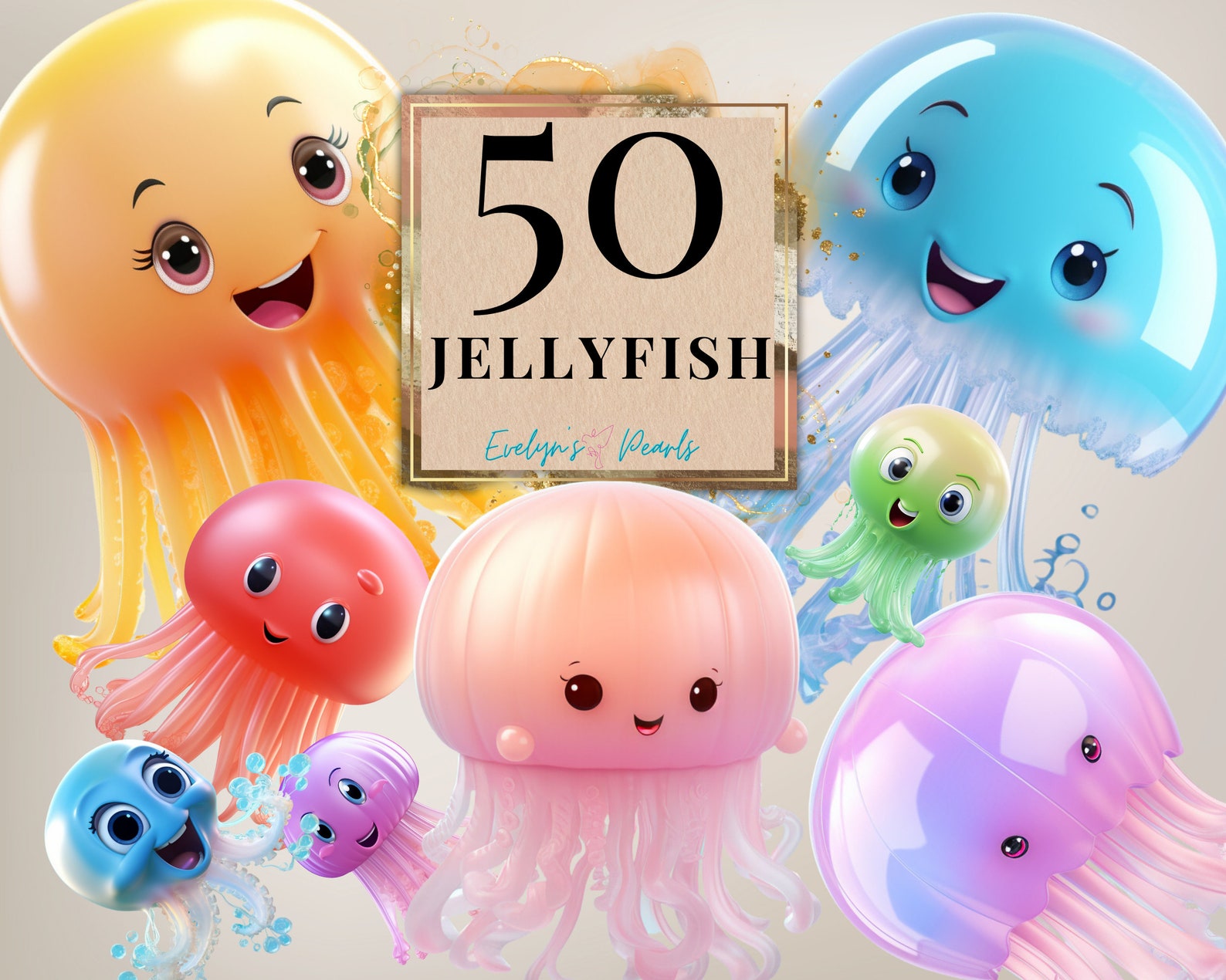 Jellyfish Clipart Sea Life PNG Sea Creature Clipart Under the Sea ...