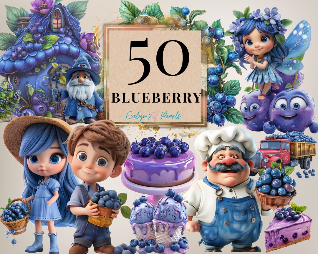Blueberry Clipart Cute Blueberry PNG Fruits Clipart Fairy Tale PNG ...