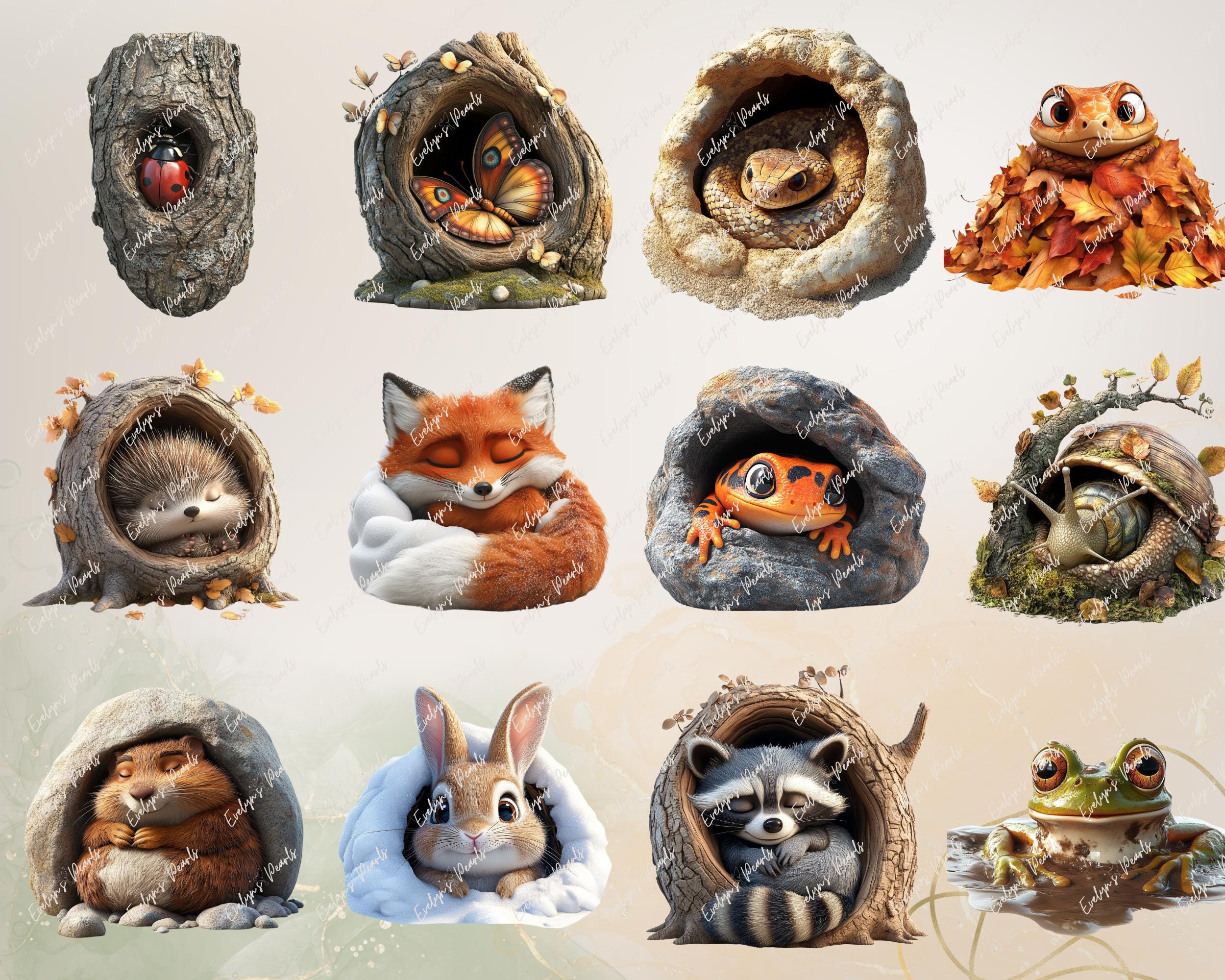 Winter Animals Clipart Hibernating Animal PNG Sleeping Animal Clipart ...