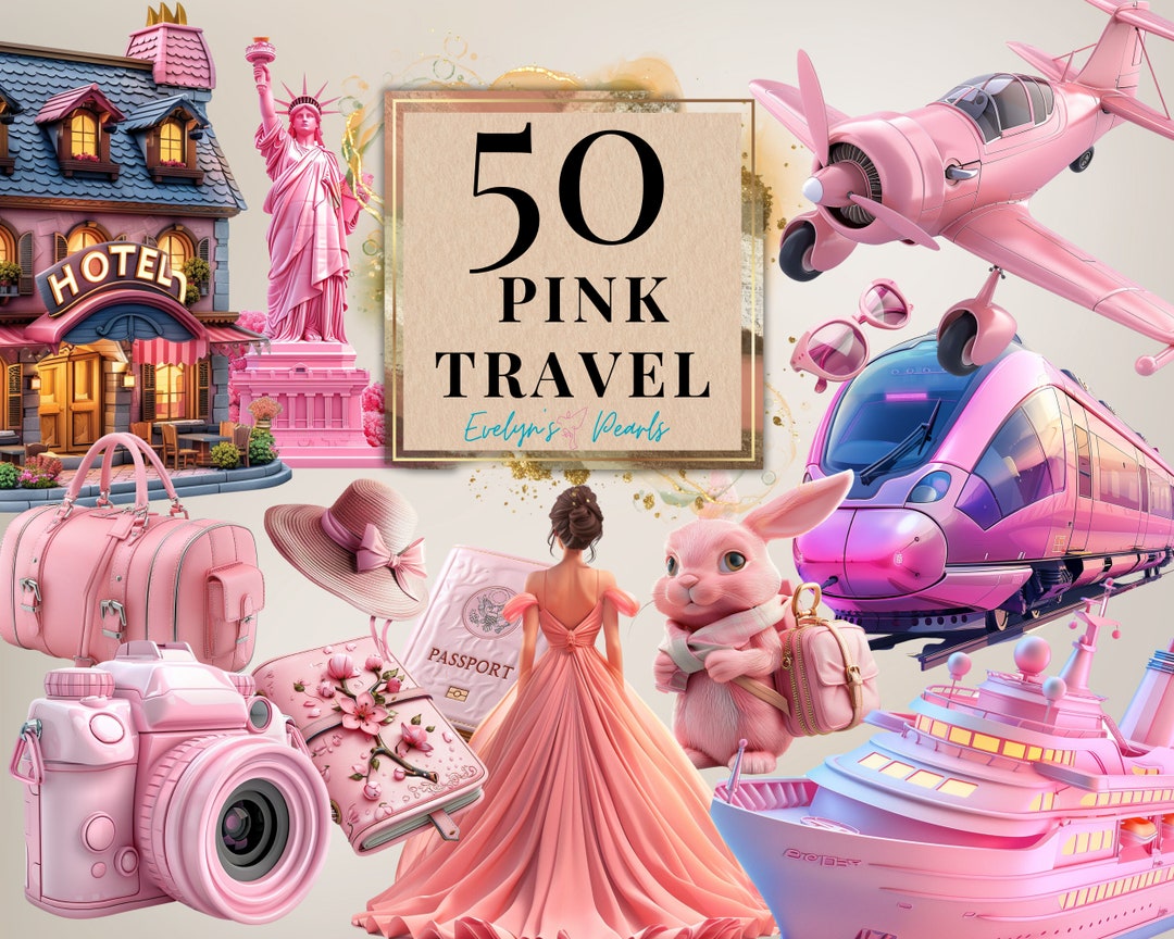 Travel Clipart Pink Travel PNG Vacation Clipart Summer PNG Beach ...