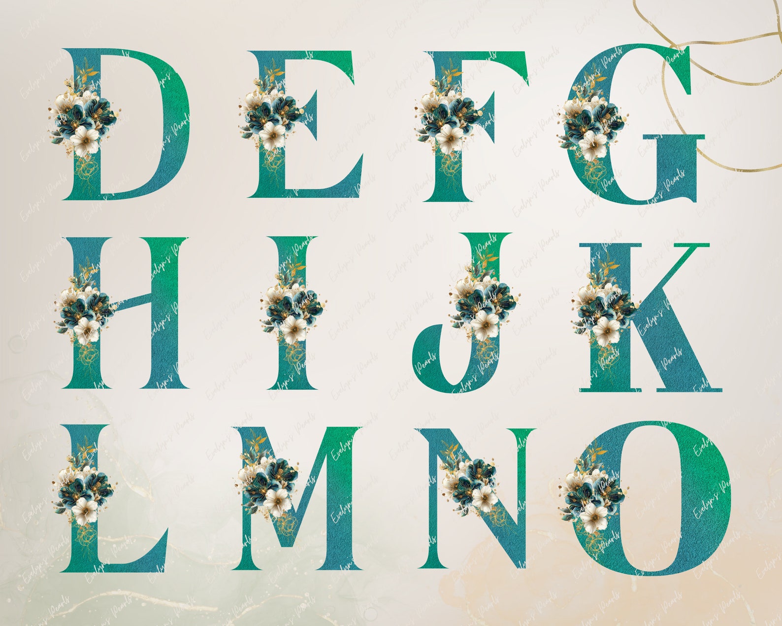 Letters Clipart Green Foil Letter PNG Green Floral Letters Clipart Card ...