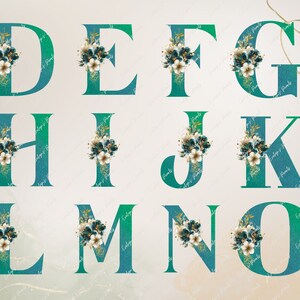 Letters Clipart Green Foil Letter PNG Green Floral Letters Clipart Card ...