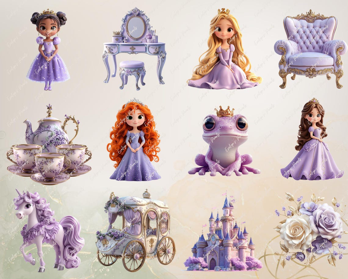 Princess Clipart Lilac Princess PNG Fairy Tale Clipart Children Party ...