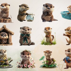 Otter Clipart Cute Otter PNG Woodland Animal Clipart Forest Animal PNG ...
