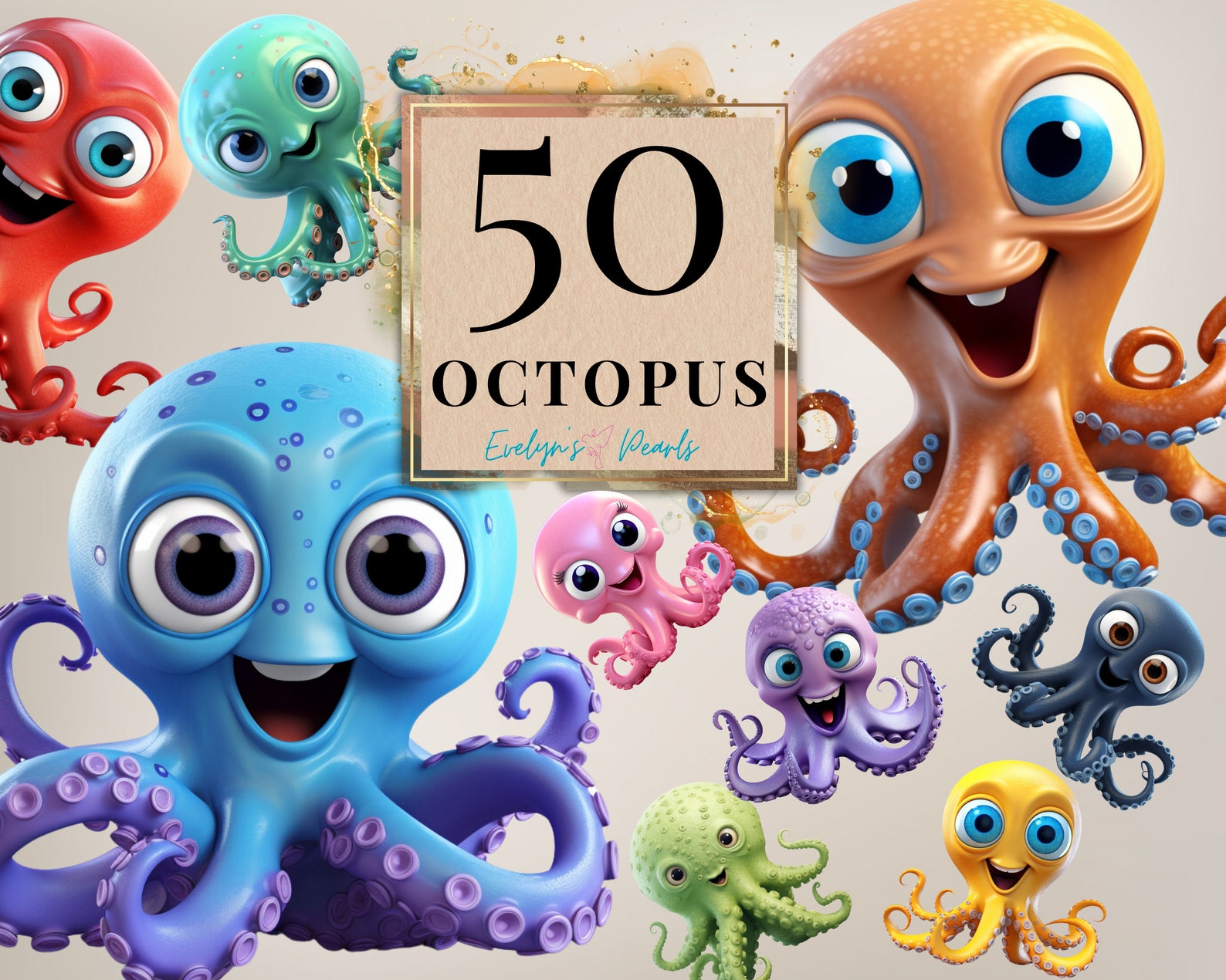 Octopus Clipart Sea Life PNG Sea Creature Clipart Under the Ocean ...