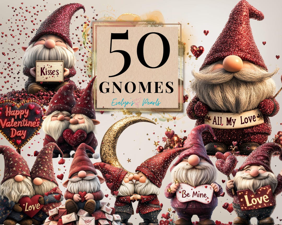 Gnomes Clipart Valentines Day PNG Valentines Gnomes PNG Love Clipart ...