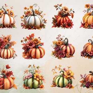 Pumpkin Clipart Floral Pumpkin PNG Fall PNG Autumn Clipart Thanksgiving ...