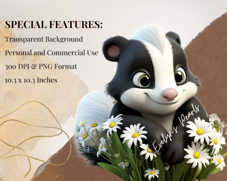 Skunk Clipart Cute Skunk PNG Forest Animal Clipart Woodland Animal PNG ...