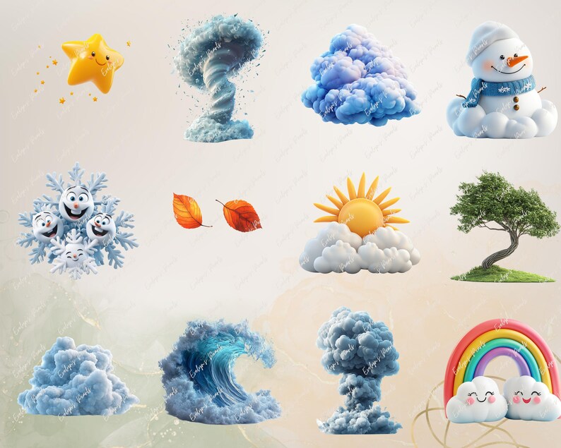 Weather Clipart Cute Weather PNG Nature Clipart Rainbow PNG Clouds ...