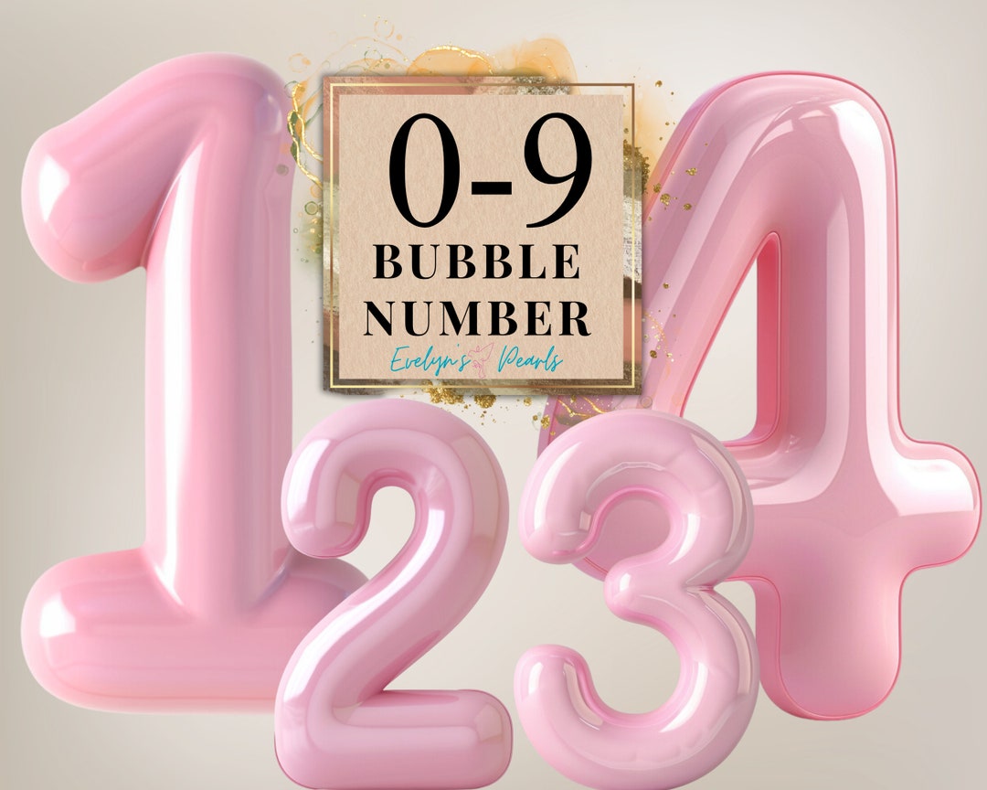 Yellow Bubble Numbers Clipart 0-9 Yellow Numbers PNG Party Numbers ...