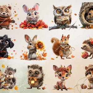 Autumn Animals Clipart Fall Woodland Animals PNG Forest Animals Clipart ...