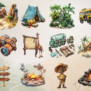 Safari Clipart Safari Elements PNG Camping Clipart Jungle PNG Adventure ...